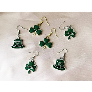 St. Patrick's Day Earrings for Women Shamrock Irish Earrings Hat Green Earrings for Irish Holiday (A)
