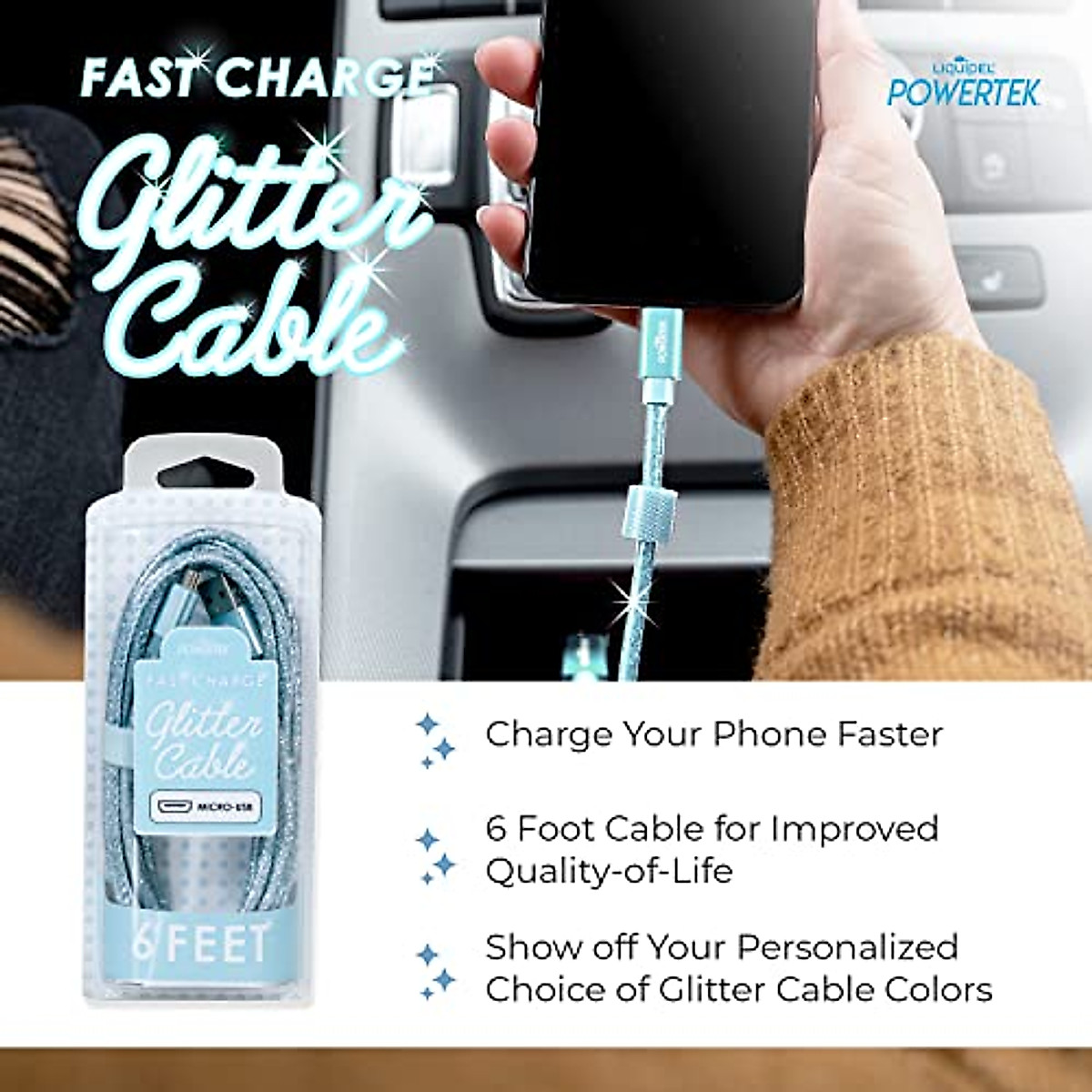 Micro USB Cable Android Charger, 6ft Fast Charging USB 2.0 A to Micro B Cable, Compatible with Samsung Galaxy S7 S6 Edge PS4 Xbox (Light Blue)