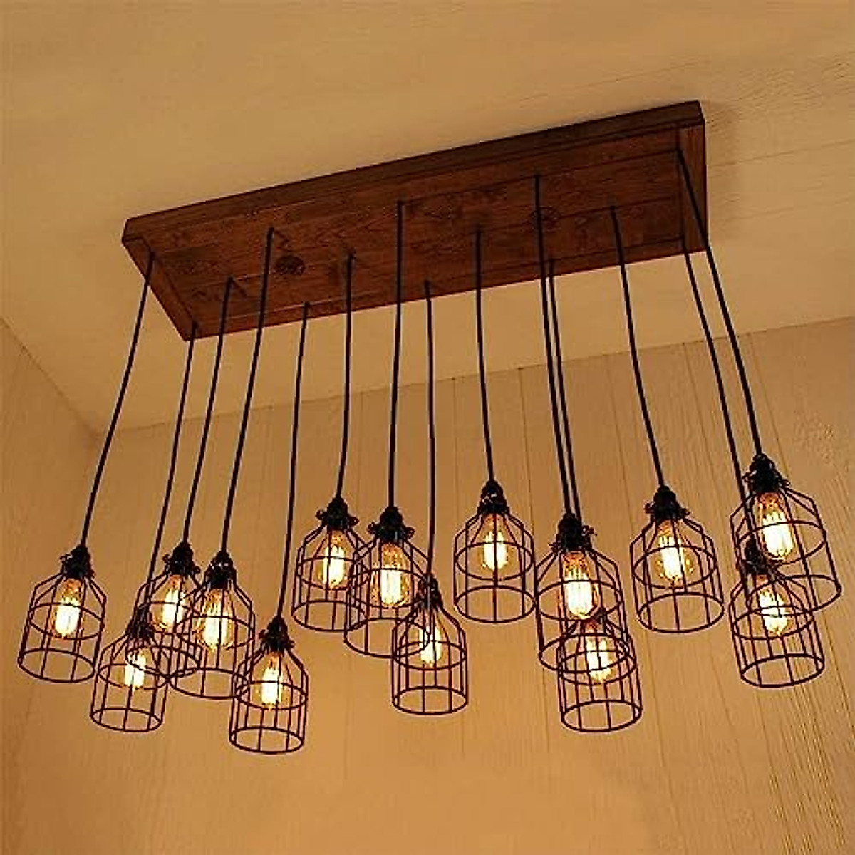 KastLite Metal Bulb Guard - Adjustable Lamp Base for Ceiling Fans - Pendant String Light Vintage Lamp Shade Cover - Wire Fixture Cage - Farmhouse Light Fixture - 4 Lamp Cages for Pendant String Lights