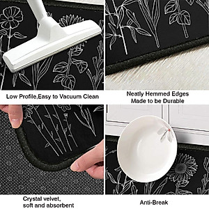 Znutrce Farmhouse Flower Kitchen Mats for Floor Set of 2,Anti Fatigue Mats for Kitchen Floor,Comfort Standing Floral Kitchen Rugs and Mat,Non-Slip Washable Cushioned Anti Fatigue Rug.17"X47"+17"X30"