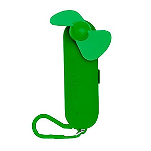 Battery Powered Pocket Sized Fan With Carabiner, Green