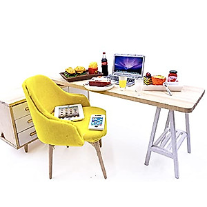 20Pcs Miniature Laptop Computer Tablet Toy Phone Pad and Hamburger Fries Cola Fast Food Cake Coffee Juice Fits Barbie Doll Accessories Scale Dollhouse Playsets Girl Mini Drink Food Party