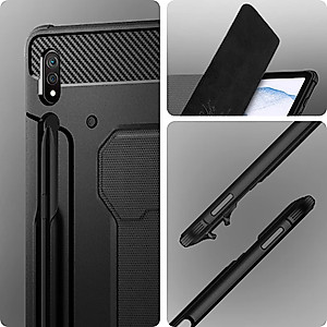 Spigen Rugged Armor Pro Designed for Galaxy Tab S8 Plus Case (2022) / Galaxy Tab S7 Plus Case (2020) with S Pen Holder - Black