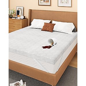 Zenzy 3" Full Waterproof Mattress Topper Cover, [100% Waterproof] [Ultra-Soft] Cover for Mattress Topper, Washable & with Adjustable Straps, Oeko-TEX Certified [Only Cover]- Dark Gray