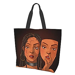 African woman Tote Bag,Large Shopping Shoulder Bag,Handbag for Women Halloween