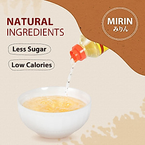 52USA Mirin, Japanese Mirin Cooking Wine, 16.9 FL OZ (Pack of 1), Red Rice Cooking Wine & Seasoning Homemade Sauces, Marinades, Glazes, Salad Dressings, Sushi Rice, Ramen Noodles, Less Sugar and Less Calories, Made with Natural Sugar