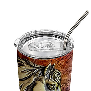 20oz Metal Horse Tumbler, Life is Better with a Horse, Country, Equestrian Gifts for Horses Lovers, Coffee Thermos, Stainless Steel Double Wall Vacuum Insulated Coffee Mug, Travel Cup with Lid