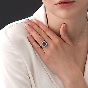 DoubleAccent Sterling Silver Ring White & Black CZ Rope Design Band Womens Ring 14MM (Size 5 to 9), 5