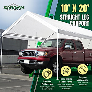 Caravan Canopy Powder Coated Heavy Duty Steel Frame Pop Up Carport with 6 Steel Stakes for Outdoor Activities and Events, White