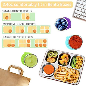 ZQXUNMQ 6pack Salad Dressing Containers To Go,2.4oz Small Condiment Containers With Lids, Stainless Steel Condiment Cup Dipping Sauce Cups Container For Lunch Bento Box Leakproof Silicone Lids