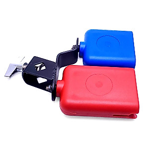 TUOREN Jam Block Musical Percussion Instrument Plastic Latin Drum Instrument Dual Mounted Bell (Red-Blue)