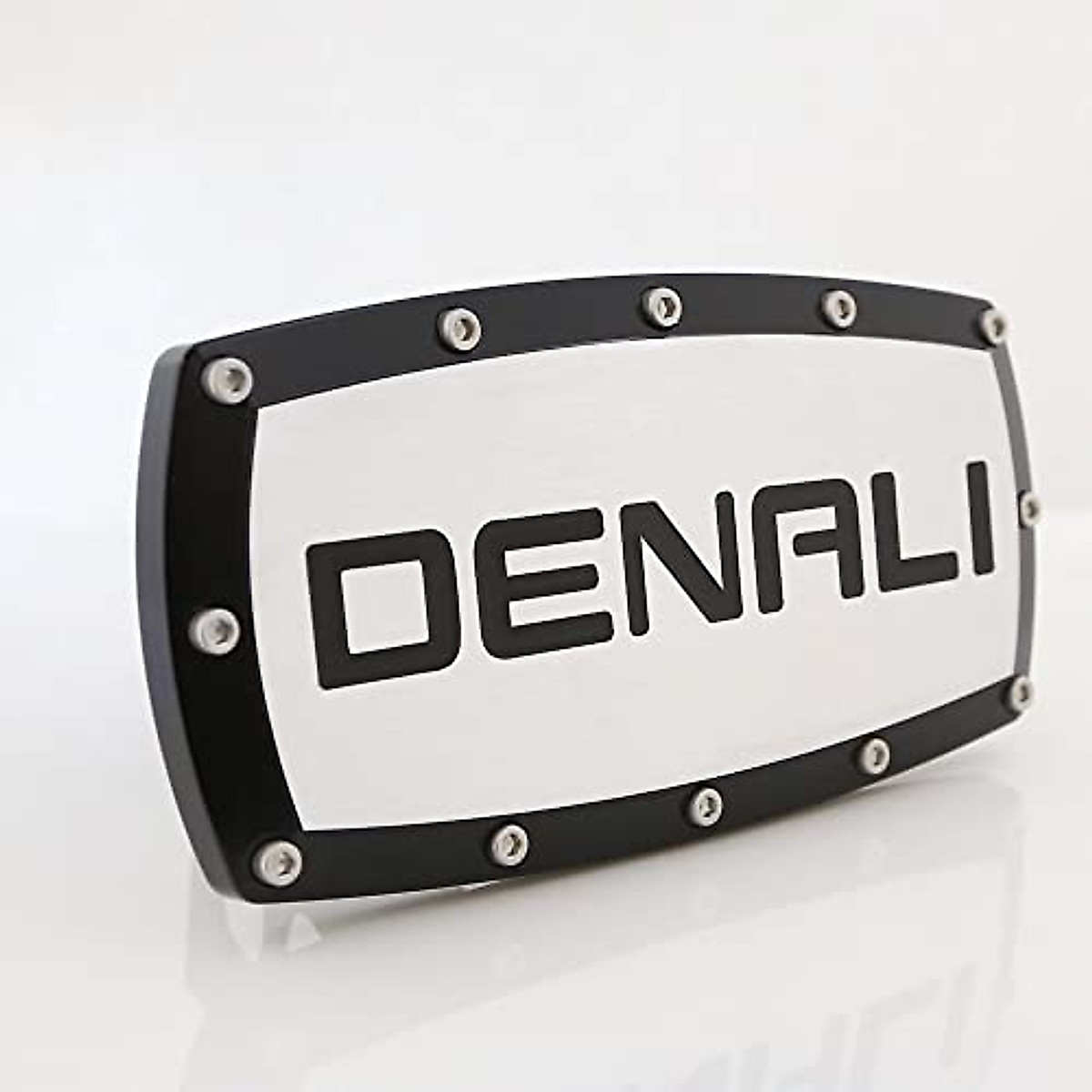 Elite Automotive Products, Inc. Logo Trim Billet Tow Hitch Cover for GMC Denali (Black on Chrome)
