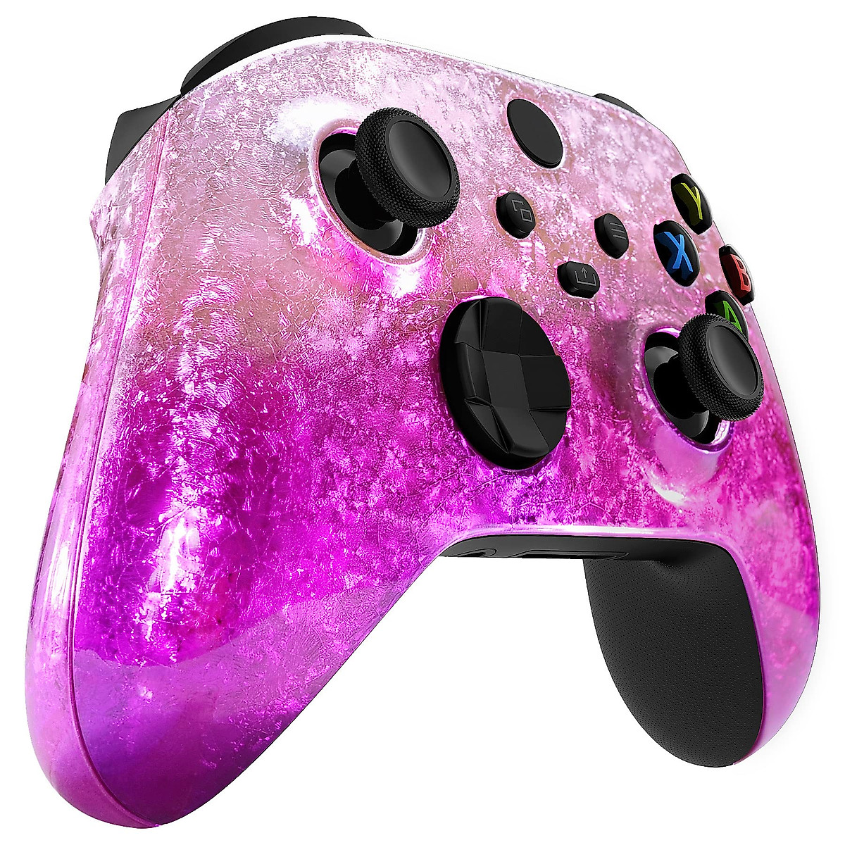 eXtremeRate Side Rails Grips Shell for Xbox Core Wireless Controller, Ice Flake Magenta Replacement Part Front Housing Cover Handles Faceplate for Xbox Series X & S Controller [Controller Excluded]