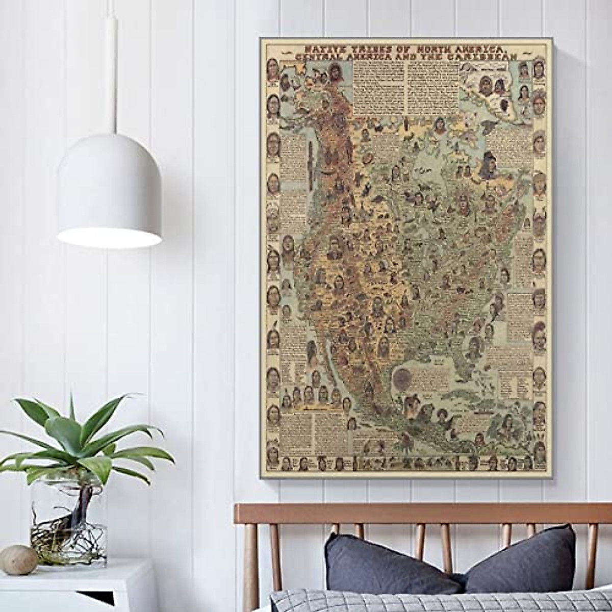 Mapping Native North American Tribes - Lively Map - Vintage Poster - Interior Decoration - Print on Wall Art Paintings Canvas Wall Decor Home Decor Living Room Decor Aesthetic 12x18inch(30x45cm) Unf