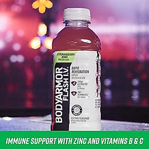 BODYARMOR Flash I.V. Electrolyte Beverage, Strawberry Kiwi, 20 Fl Oz (Pack of 12)