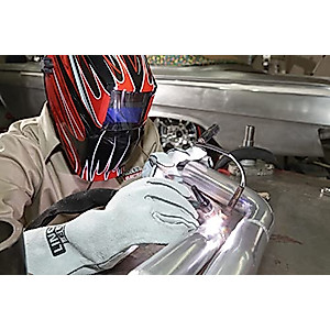 Lincoln Electric Leather Welding Gloves KH641, Premium Hand Protection from Welder and Cutting Torch Heat, Commercial Quality, Cotton Lined, Gauntlet Cuff, Unisex, Grey, One Size