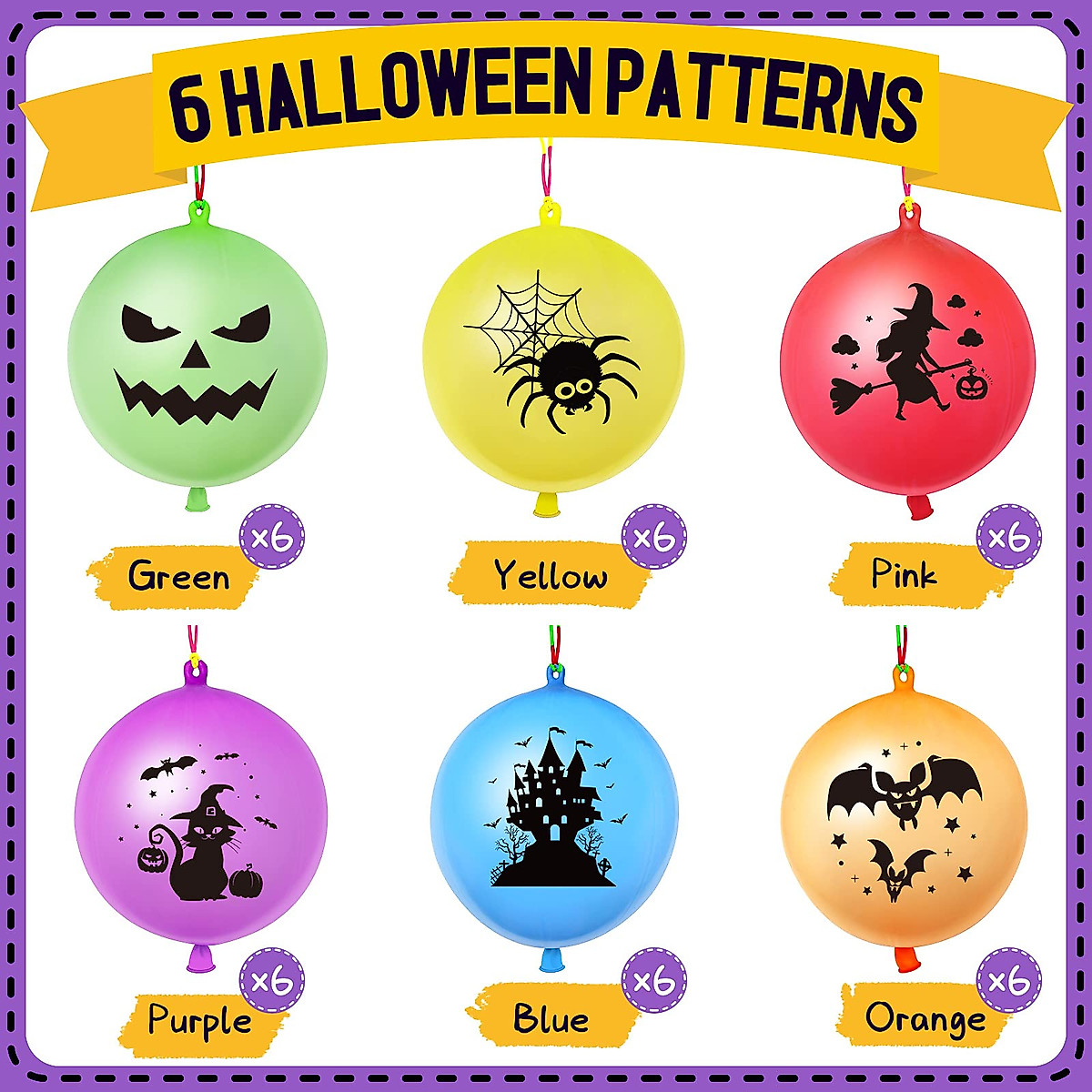 36 Pcs Halloween Punch Balloons for Kids Halloween Balloons Decorations, Halloween Punching Balloons for Halloween Prize Punch Game Rewards School Classroom Game