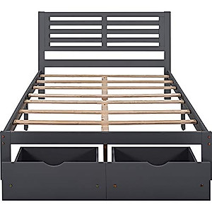 LOVMOR Stairway Twin-Over-Twin Bunk Bed with Ladder and Slide, HouseBed with Roof and Safety Guardrail, Storage Staircase, No Box Spring Needed, for Kids, Boys Girls, Gray