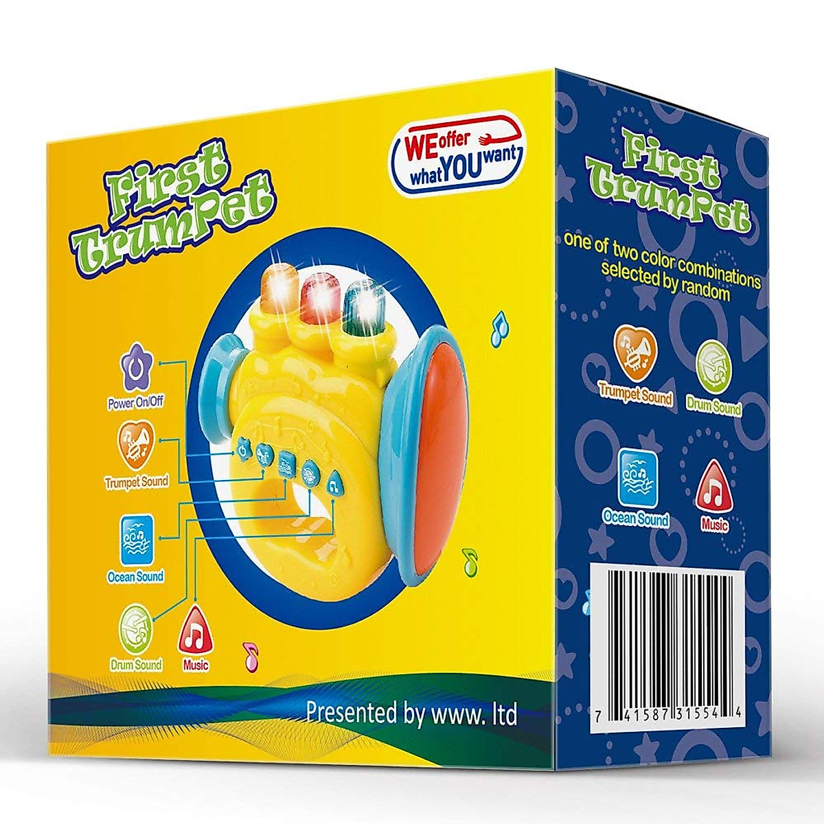 Portable First Trumpet - Battery-Operated Music Toy with Features for Learning and Entertainment for Your Baby and Toddler. Great Stocking Stuffer