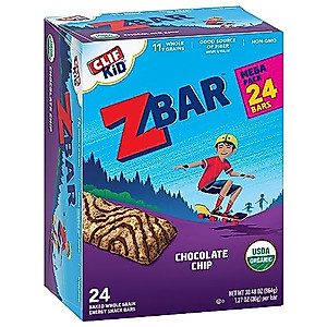 CLIF Kid Zbar - Chocolate Chip - Soft Baked Whole Grain Snack Bars - USDA Organic - Non-GMO - Plant-Based - 1.27 oz. (24 Pack)
