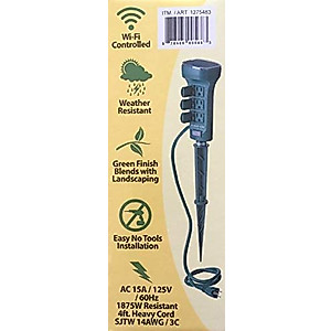 Ce Smarthome 1275483 Wi-Fi Smart Home Outdoor Power Stake 6 Outlets Compatible With Alexa,