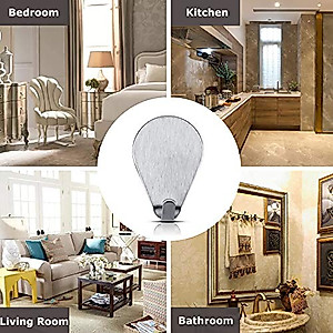 JINSHUNFA Adhesive Hooks, 304 Stainless Steel Towel Hooks Brushed Wall Hooks Sticky Hangers for Keys, Coats, Robe, Bags, Home, Kitchen, Bathroom (Set of 16) Utility Hooks