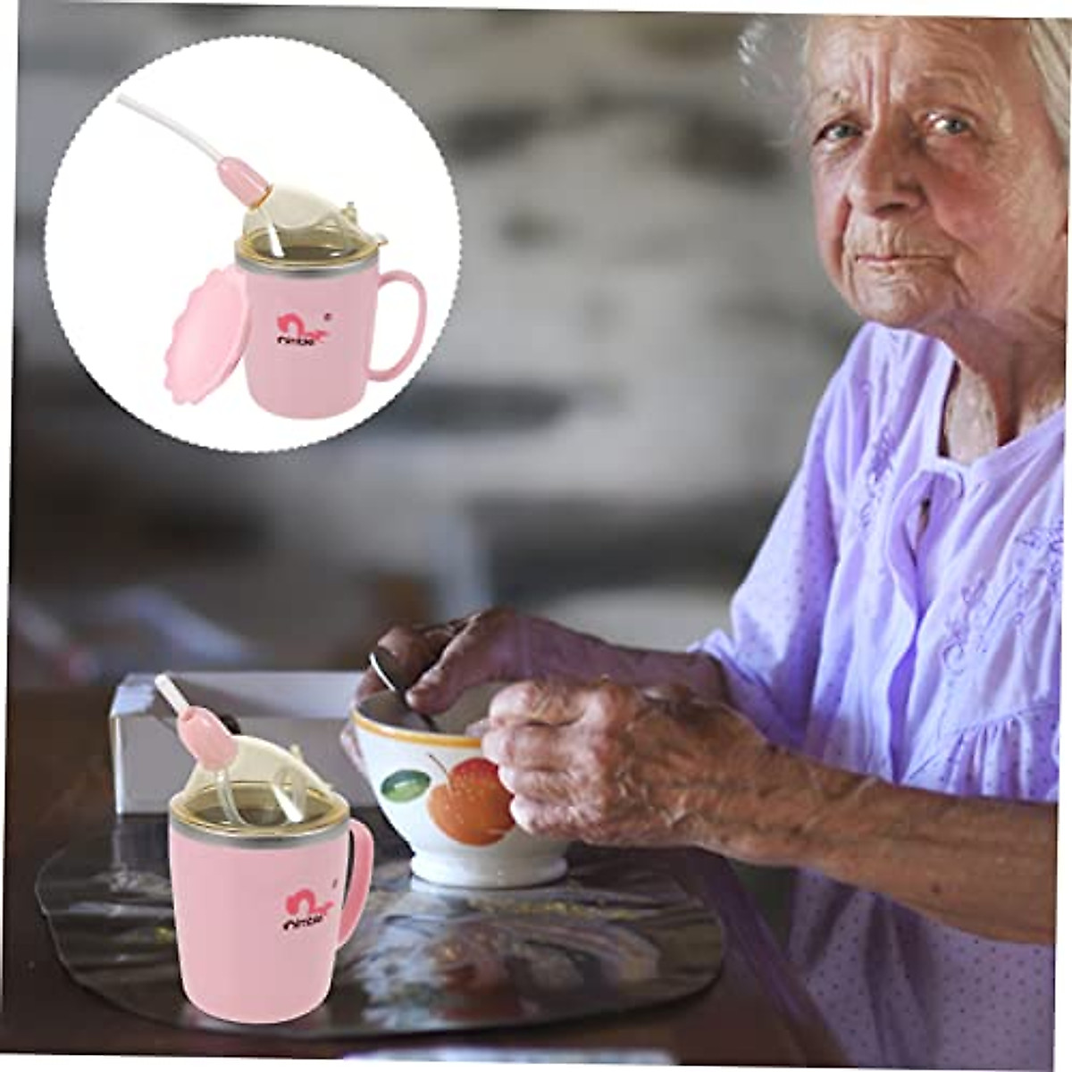 Healeved Stainless Steel Sippy Cup Stainless Steel Drinking Glasses Drinking Glasses with Lids Stainless Steel Cup Lid Sippy Bottles Sip-a-cup Dishwasher Metal Cup Disabled Elder Cup Feeder