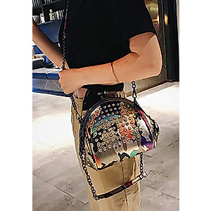 QZUnique Women Glitter Sequin Lock Top Handle Handbag Evening Purse Crossbody Shoulder Bag with Chain Strap