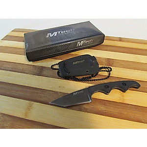 M-Tech 673 Neck Knife Black Stoashed Blade 5" G-10