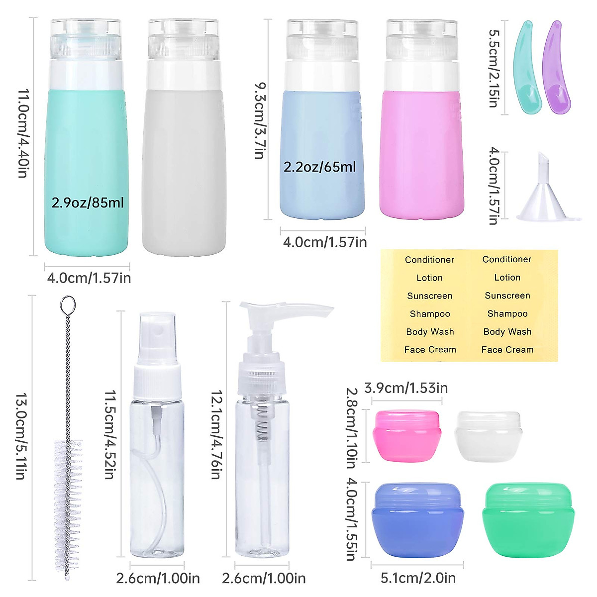 Benbilry 16 Pack Travel Bottles Set for Toiletries, TSA Approved Travel Size Containers Leak Proof Travel Accessories, Silicone Squeezable Shampoo and Conditioner Bottles, Perfect for Travel Business