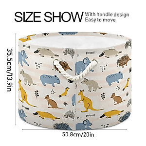 Australia-wild-animals-seamless-pattern Large Storage Basket for Toys Storage Bin Box Kids Laundry Hamper for Nursery Clothes, Toys, Books, Home Decor