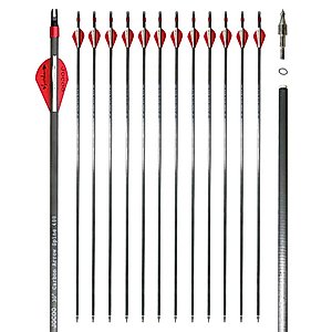 Jocoo 12 Pack 30 Inch Carbon Arrows, Hunting and Target Practice Arrows for Compound Bow and Recurve Bow, Spine 400 with Removable Tips