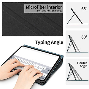 HOLIMET iPad Pro 12.9 Case 6th/5th/4th/3rd Generation Case New 2022 2021 2020 2018 with Pencil Holder Pocket Strap Folio Stand Cover Soft TPU Back Shockproof, Auto Sleep/Wake,Vegan Leather