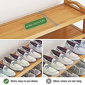 QUMENEY 7 Tier Bamboo Shoe Rack for Entryway,Tall Shoe Rack Storage Organizer, Free Standing Sturdy Shoe Shelf for Bedroom Doorway Living Room Balcony Closet Free Standing, 35.4 x 9.8 x 45.3 inch