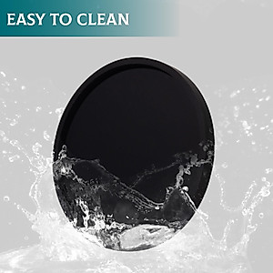 Silicone Bathroom Tray Round Vanity Tray Decorative Soap Holder Kitchen Countertop Organizer Coffee Table Decor for Candle, Perfume, Plant, 9 Inch, Black