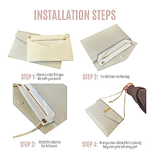 Uptown Clutch Conversion Kit with Gold Chain Wristlet Insert Wallet on Chain WOC Uptown Pouch Insert (Black)