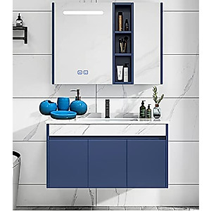 bbruriy 5 Piece Blue Ceramic Full Bathroom Accessories Set Includes Soap Lotion Dispenser - Soap Dish- Toothbrush Holder and European Embossed Mouthwash Cup2 Hotel Bathroom Supplies,Blue