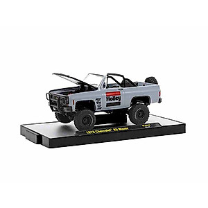 M2 Machines 1973 Chevy K5 Blazer Open Top Holley Gray with Black Hood Limited Edition to 6600 Pieces Worldwide 1/64 Diecast Model Car 31500-MJS46