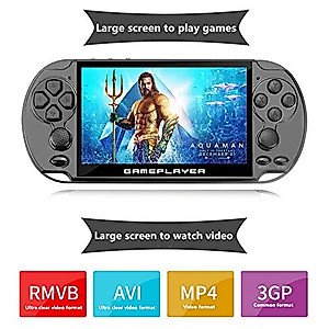 New 5.1 inch 32GB Retro Handheld Video Game Console Built-in 7600 Games for Multiple simulators Portable Game Console mp3/4 av-Out(Black)