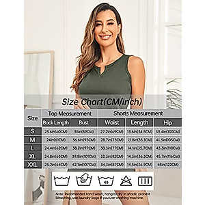 ANGGREK Women's Pajama Sets Sleeveless Tops and Shorts with Pockets 2 Piece PJ Sets for Loungewear Sleepwear,Army Green,X-Large