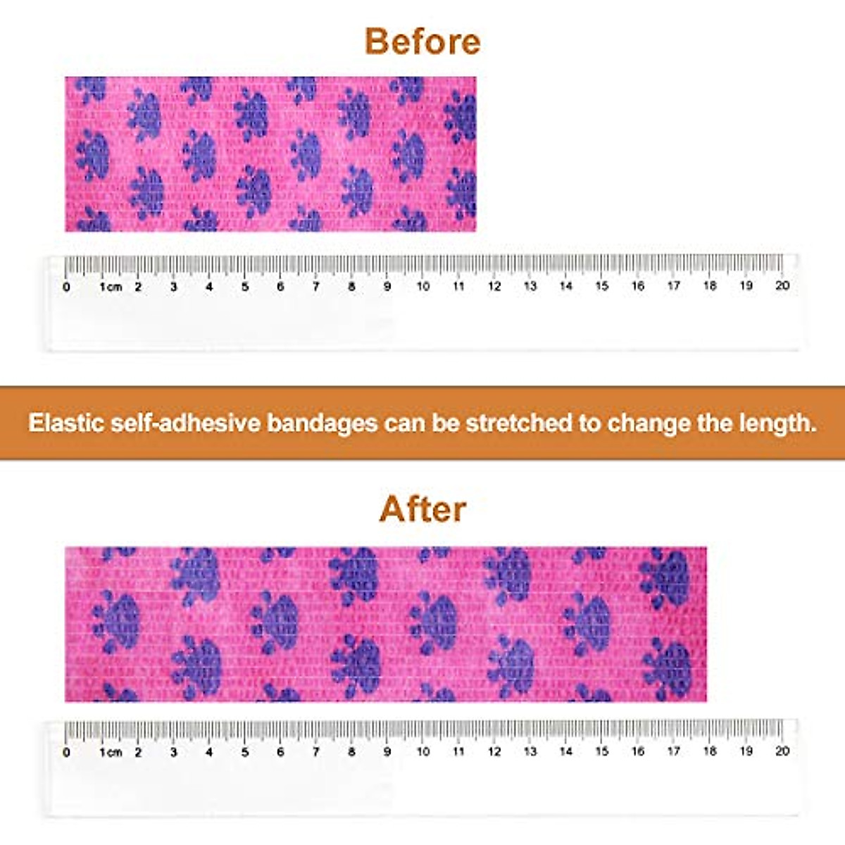 MUEUSS Self Adhesive Bandage Wrap Cohesive Bandage for Dogs Cats Horses Bandage, Pet First Aid Tape Athletic Sports Wrap Tape Non-Woven Elastic Self Adherent Wrap for Knee Ankle (2inches 6rolls)