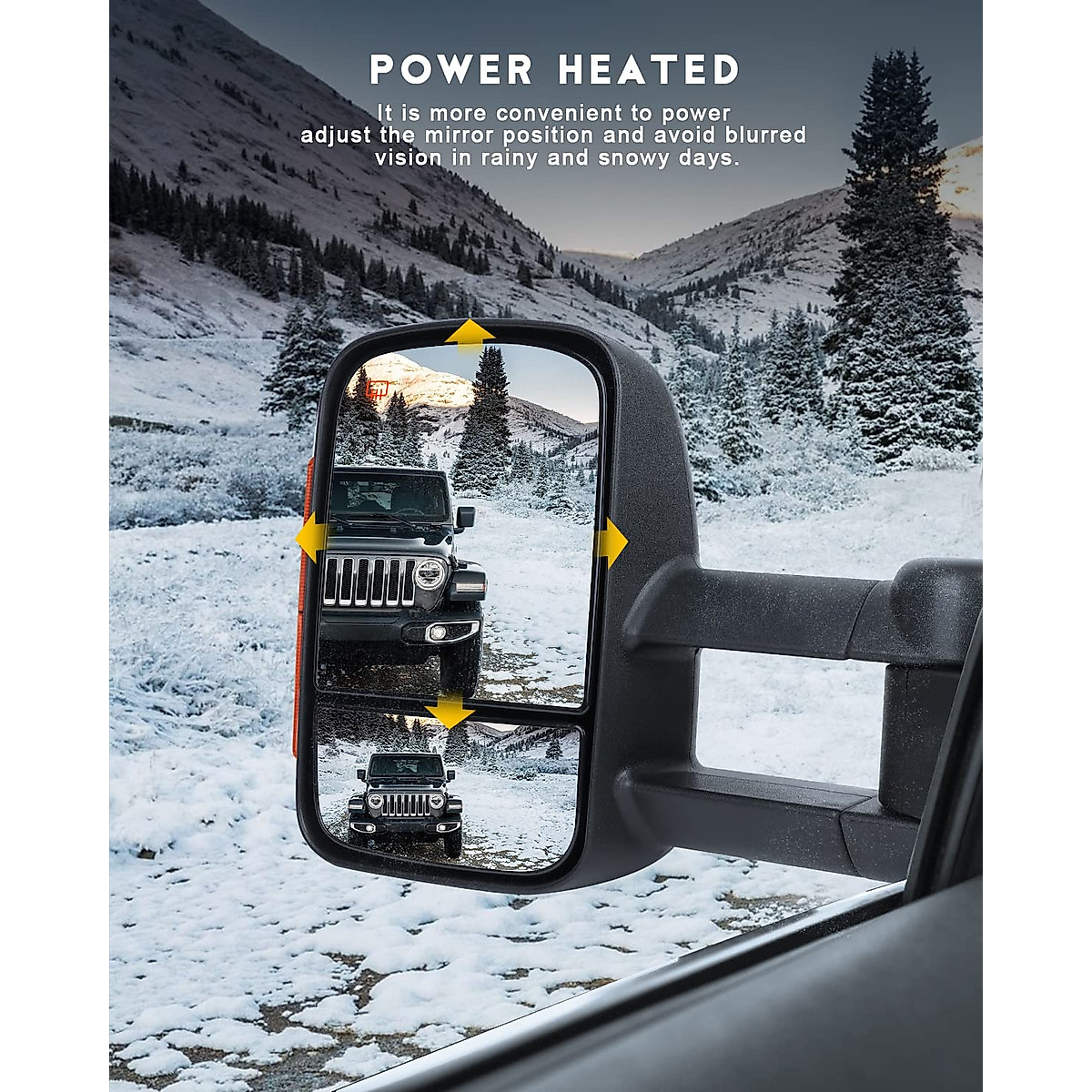 OCPTY Towing Mirrors Tow Mirrors Compatible with 2003-2006 for Chevy Silverado 1500/2500 HD/3500/Tahoe for GMC Sierra 1500/2500 HD/3500/Yukon XL with Black Turn Signal Power Heated Manual Folding