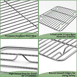 CEKEE Baking Sheet with Rack Set of 9 (3 Cookie Sheets + 3 Baking Racks + 3 Mats), Stainless Steel Baking Sheet Cooling Rack with Baking Mat Set, Baking Pans Set - Heavy Duty & Dishwasher Safe