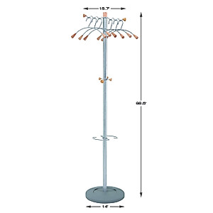 Alba PMWAVE Wavy Coat Tree, Six Hangers/Two Knobs/Four Hooks, Silver Steel/Wood