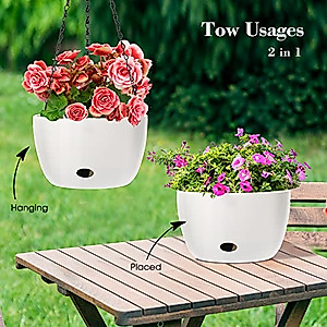 SAROSORA 8'' Self Watering Hanging Basket Planter for Outdoor Indoor Plants Flowers Herbs Planters(2-Pack, 8'')
