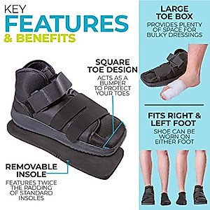 BraceAbility Closed Toe Medical Walking Shoe - Lightweight Surgical Foot Protection Cast Boot with Adjustable Straps, Orthopedic Fracture Support, and Post Bunion or Hammertoe Surgery Brace (M)