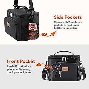 Lifewit Reusable Insulated Lunch Bag for Men, Lunch Box Women, Portable Cooler Freezable Soft Lunchbox Leakproof with Adjustable Shoulder Strap for Adult for Work Picnic or Travel, Black 9L