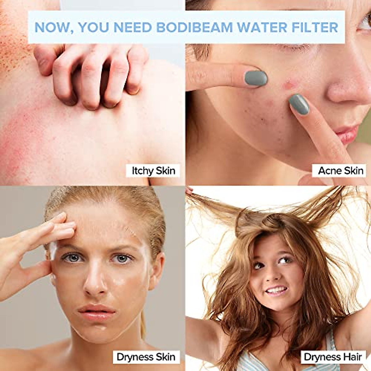 BODIBEAM Bathroom Sink Filter, Set of 2, NSF Certified, Removes Fine Impurities, Chlorine & Rust, Vitamin C Gel, Skincare Water Filter, Gifts for Women