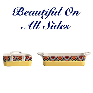 Bico Tunisian Stoneware Baking Dish, Lasagna Pan, Large Rectangular Baking Pan, Casserole Dish, Microwave, Dishwasher and Oven Safe