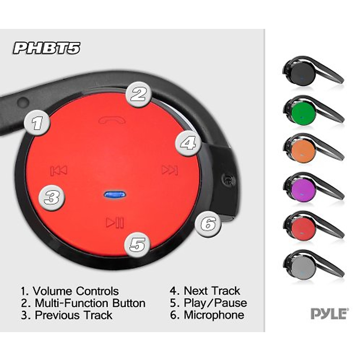 Pyle Home PHBT5B Stereo Bluetooth Streaming Wireless Headphones with Call Answering and Built-In Microphone, Black